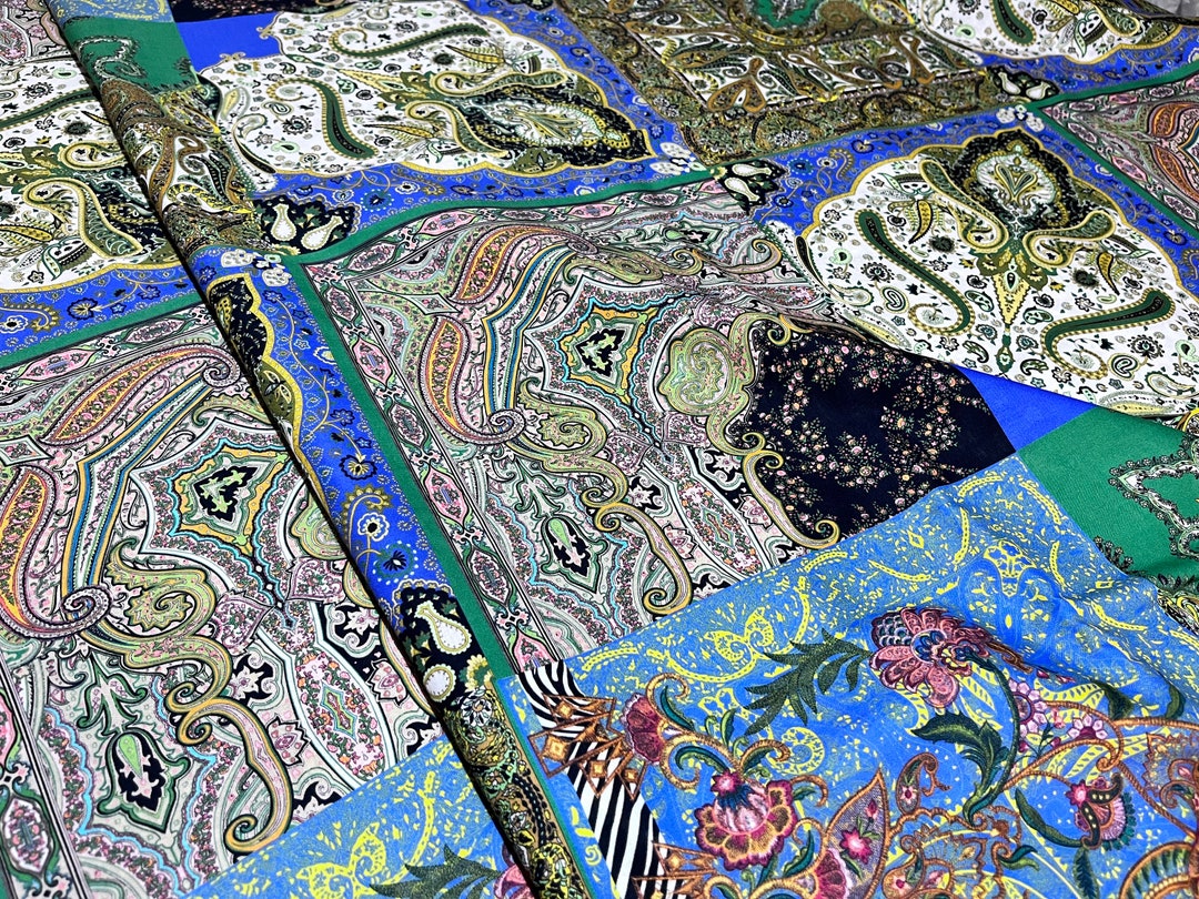 Etro Cotton Fabric With Paisley and Patchwork Design - Etsy
