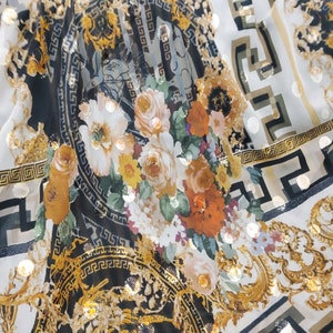 Exclusive Silk Chiffon Devore With Velvet Dots,floral Pattern - Etsy