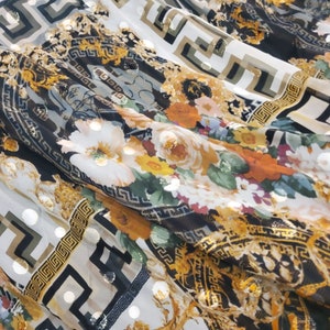 Exclusive Silk Chiffon Devore With Velvet Dots,floral Pattern - Etsy