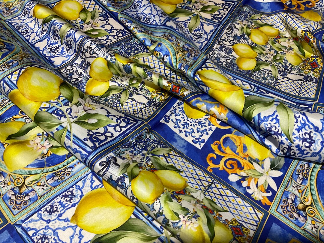 Italian Sicily Design Classic Lemons and Tile Pattern - Etsy