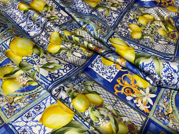 Italian Sicily Design Classic Lemons and Tile Pattern - Etsy