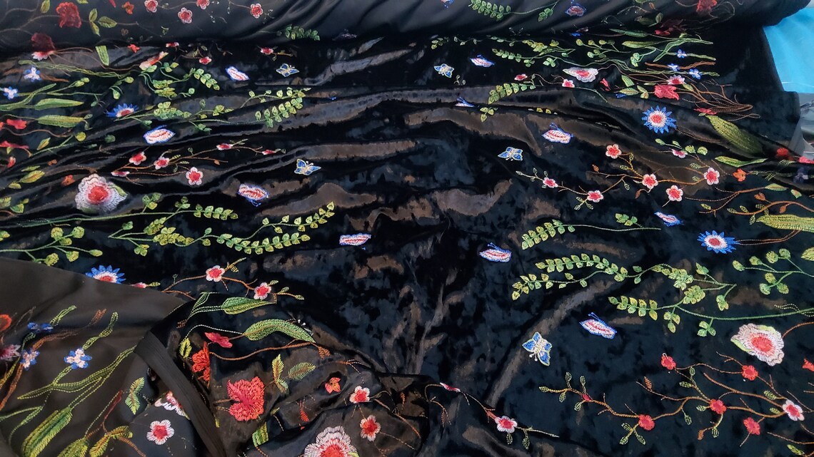 Velvet Jacquard Devore Soft and Heavy With Embroidery of - Etsy
