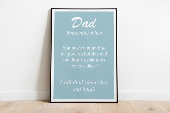 Dad Nostalgia Printable Father's Day Gift Best Dad | Etsy