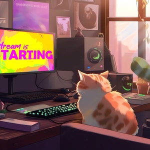 ANIMATED Lofi Study Streamer Cat / Chill Vibes / Twitch Screens ...