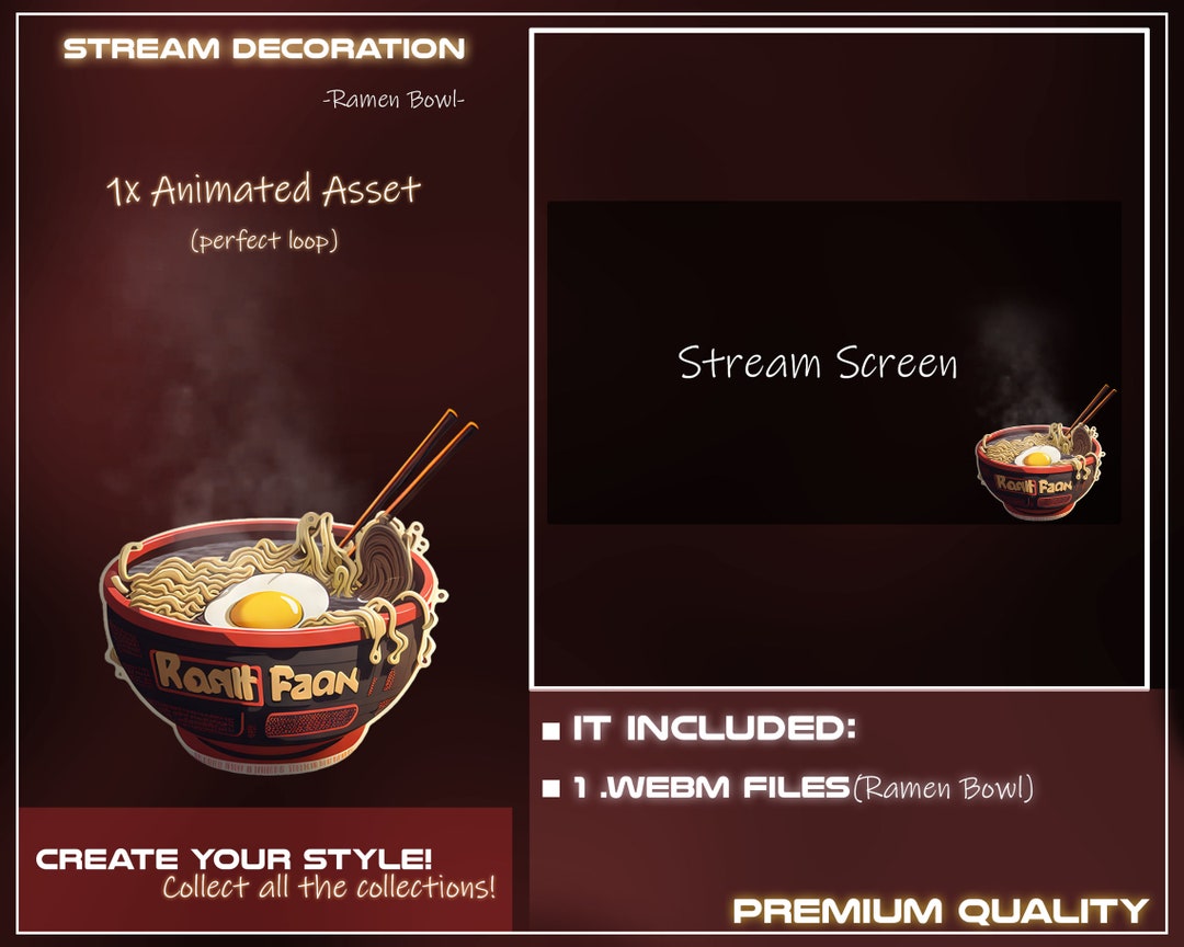 Animated Ramen Bowl Vtuber Stream Asset (WEBM) - Etsy