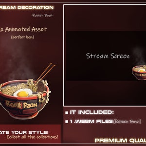 Animated Ramen Bowl Vtuber Stream Asset (WEBM) - Etsy