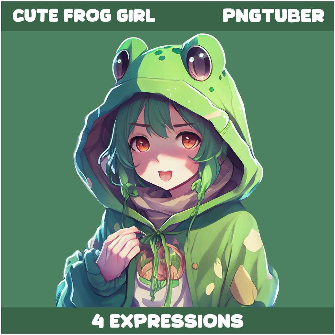 FROG PNGTUBER / Cute Green Girl / Premade/ Custom / Animal Vtuber ...