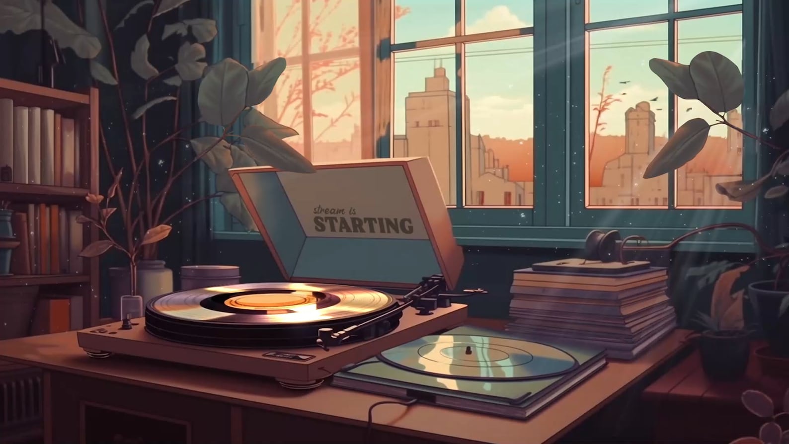Animated Lofi Record Player Twitch Screens: Cozy Room Overlay (digital ...