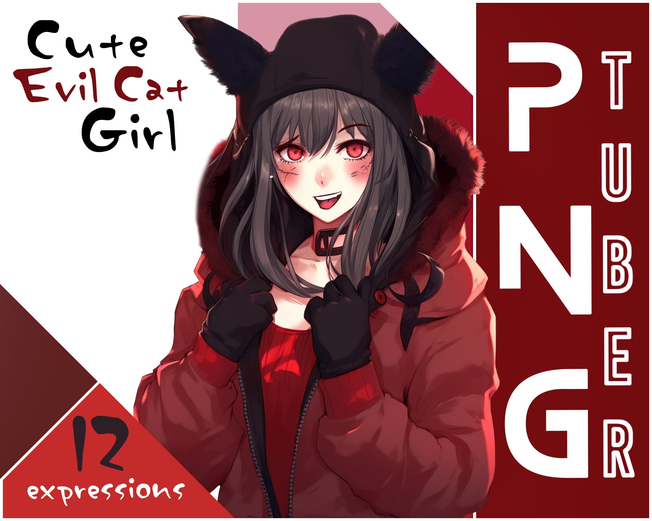 PNGTUBER Evil Cat Girl / Ready to Use Animal PNGTUBER / - Etsy