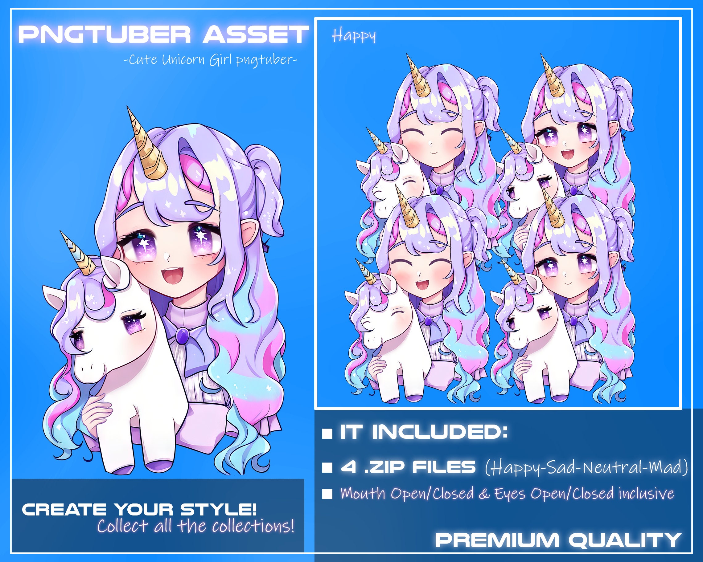 PNGTUBER Cute Candy Unicorn Girl / Ready to Use PNGTUBER / - Etsy