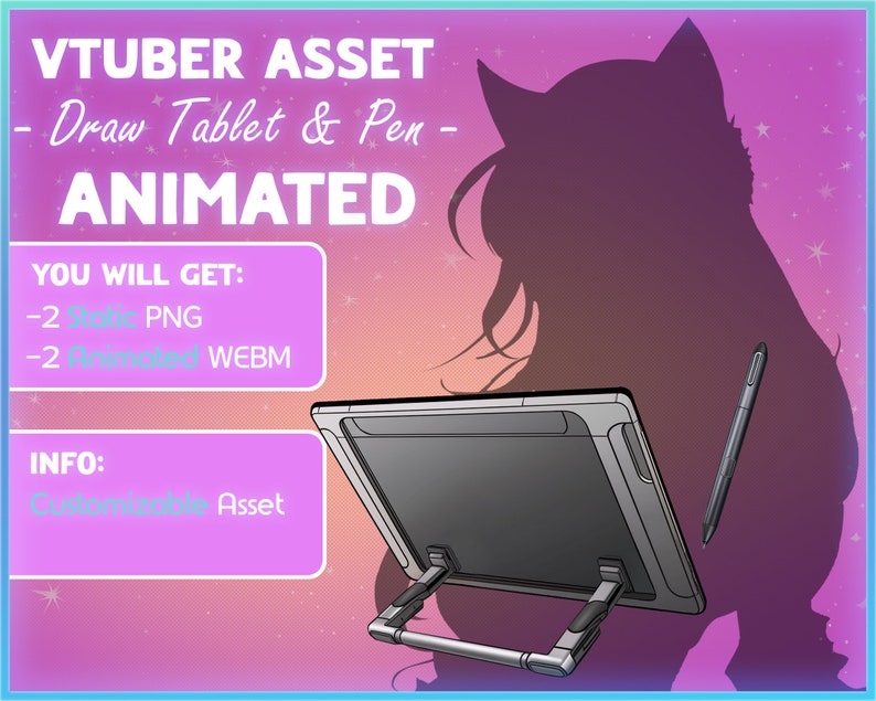 Animated Drawing Tablet Vtuber Asset: Customizable Stream Decoration - Etsy