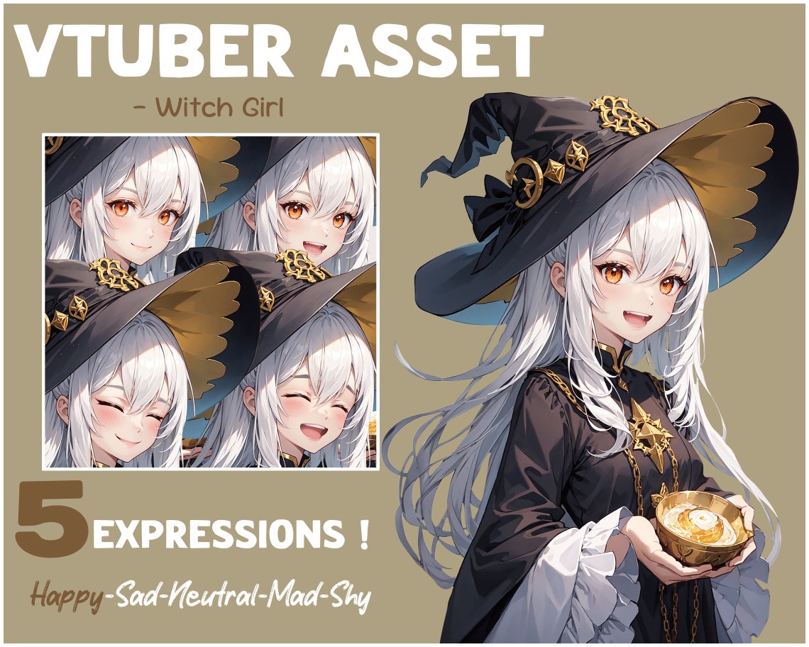 PNGTUBER - Cute Witch Girl / Free Animated Background / Ready to Use ...