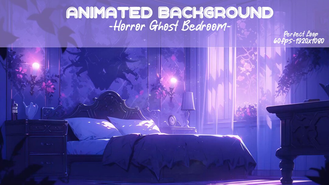 ANIMATED VTUBER BACKGROUND / Horror Ghost Vtuber Bedroom / Halloween ...