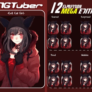 PNGTUBER Evil Cat Girl / Ready to Use Animal PNGTUBER / Premade Design ...