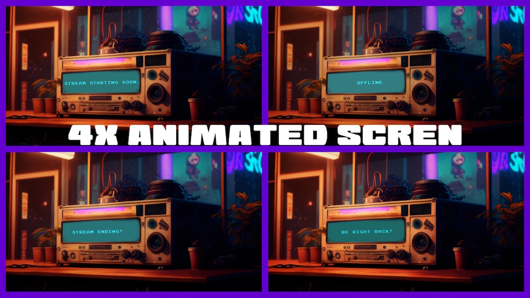 Animated Lofi Radio Stream Screens: Twitch Overlay (4x .webm .mp4 .png ...