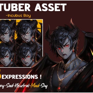 PNGTUBER - Cool Incubus Boy / Black Demon Wings / Gold Jewelry ...
