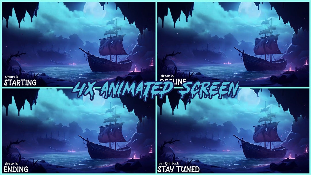 Animated Night Pirate Ship Stream Screens: Lofi Twitch Overlay - Etsy