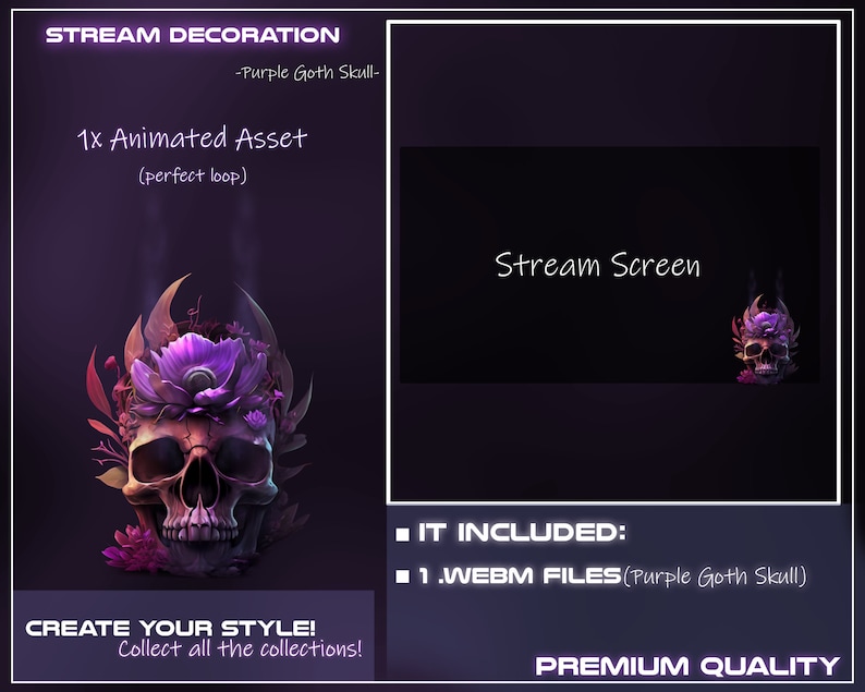 VTUBER Animated Goth Purple Skull Orb Asset / Blue and Purple - Etsy