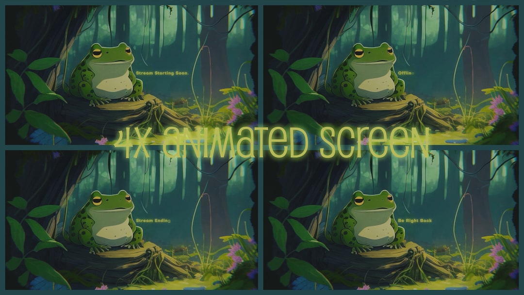 Lofi Cute Green Frog / Nature /kawaii Decoration Overlays /aesthetic Stream Package / Cozy ...