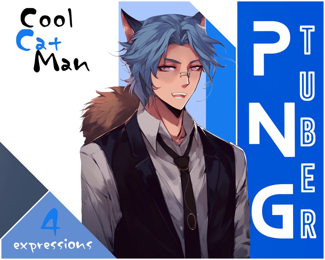 PNGTUBER Cool Cat Man / Ready to Use Male PNGTUBER / Premade - Etsy