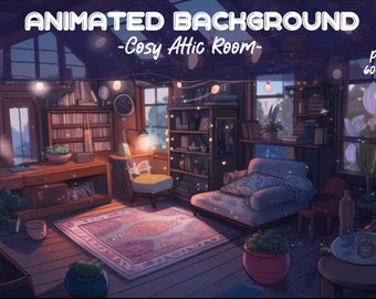 Vtuber Background Animated Cosy Lofi Bedroom Purple Looped - Etsy