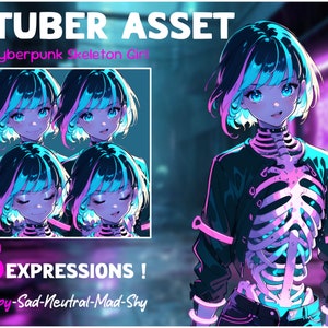 Cyberpunk Skeleton Girl Pngtuber Model: 5 Expressions (veadotube) - Etsy