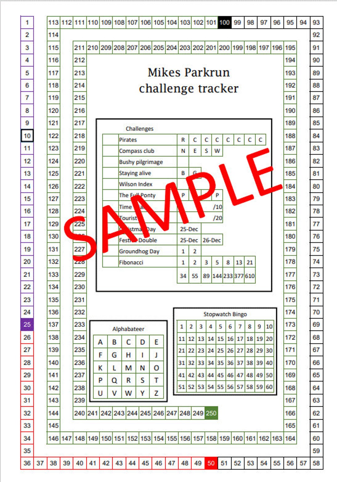 Parkrun Challenge Tracker - Etsy