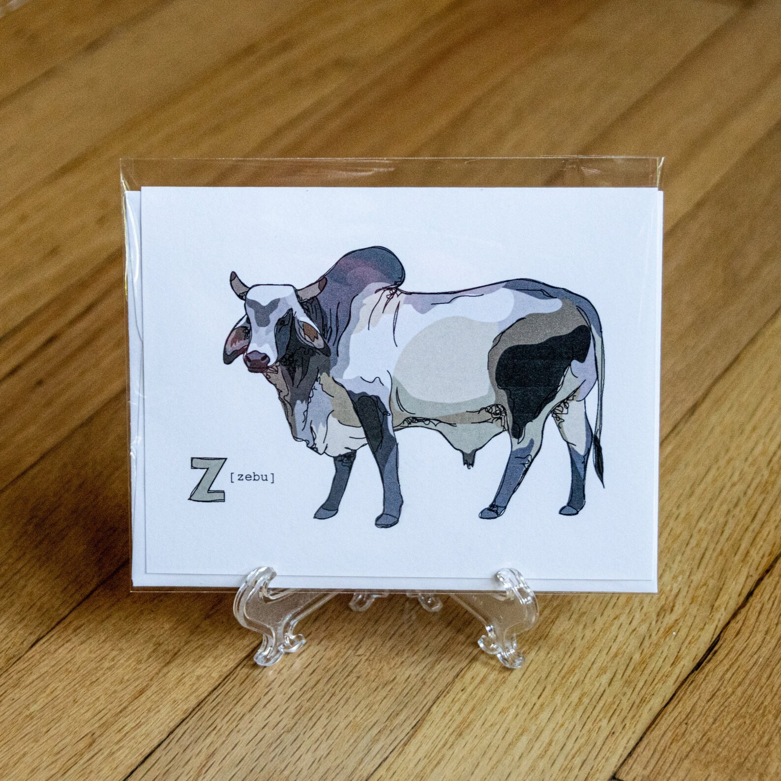 Funky Animal Alphabet Card: Zebu - Etsy