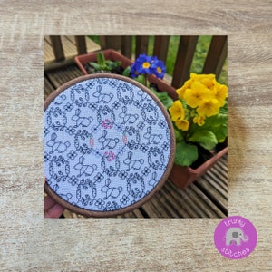 Blackwork Bunny Rabbit Pattern | Easter Bunny With Spring Flowers and Carrots | Modern ...