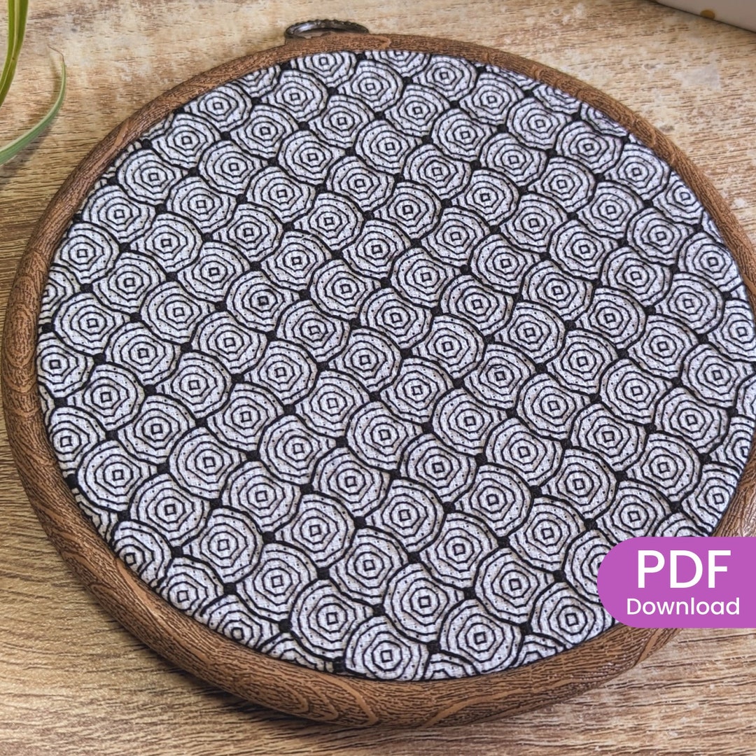 Optical Illusion Blackwork Embroidery Pattern Monochrome Psychedelic ...