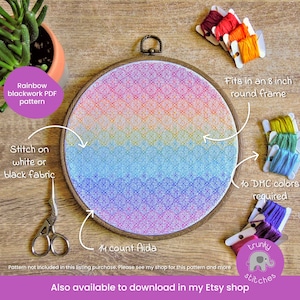 More Optical Illusion Blackwork Pattern Samplers | Variegated Floss Geometric Blackwork Cross ...