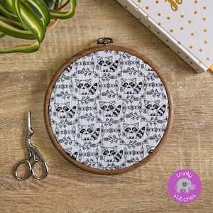 Raccoon Blackwork Pattern PDF | Cute Cross Stitch Raccoon Trash Panda ...