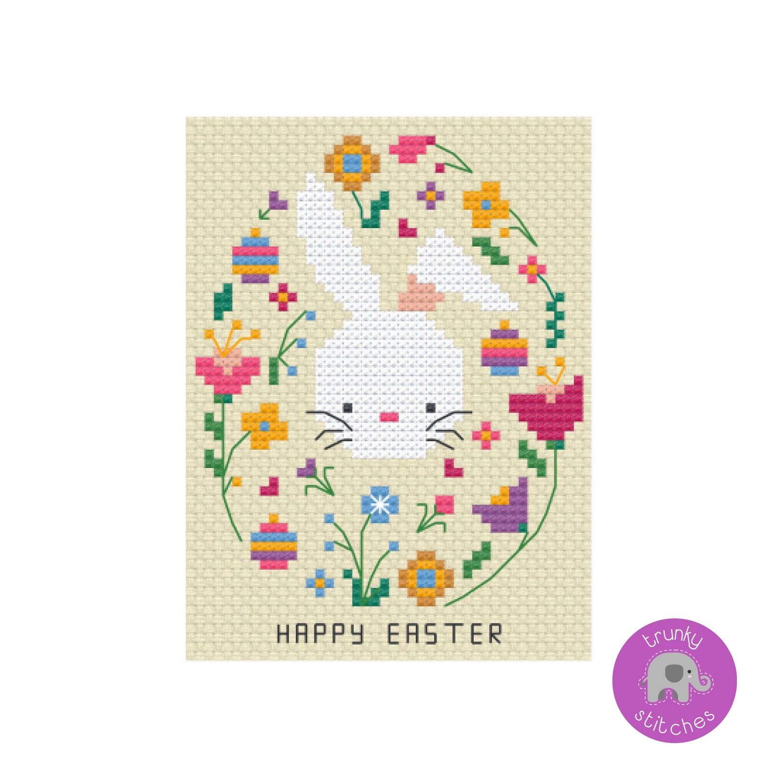 Easter Bunny Cross Stitch Pattern: Egg With Flowers (PDF Pattern) - Etsy
