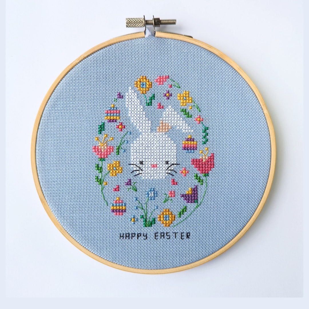 Easter Bunny Cross Stitch Pattern: Egg With Flowers (PDF Pattern) - Etsy