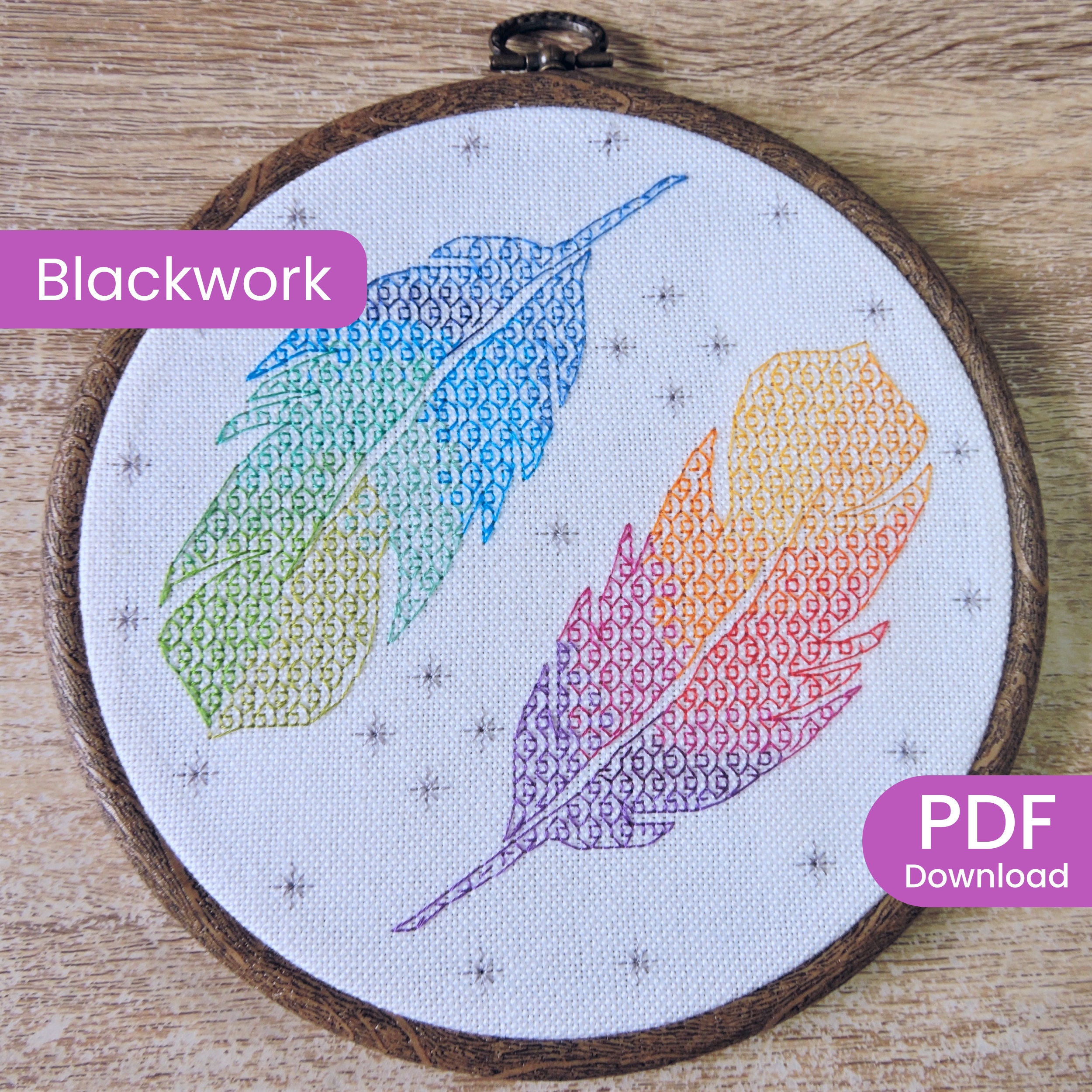 Blackwork Feathers Pattern Peacock and Phoenix Feathers | Etsy