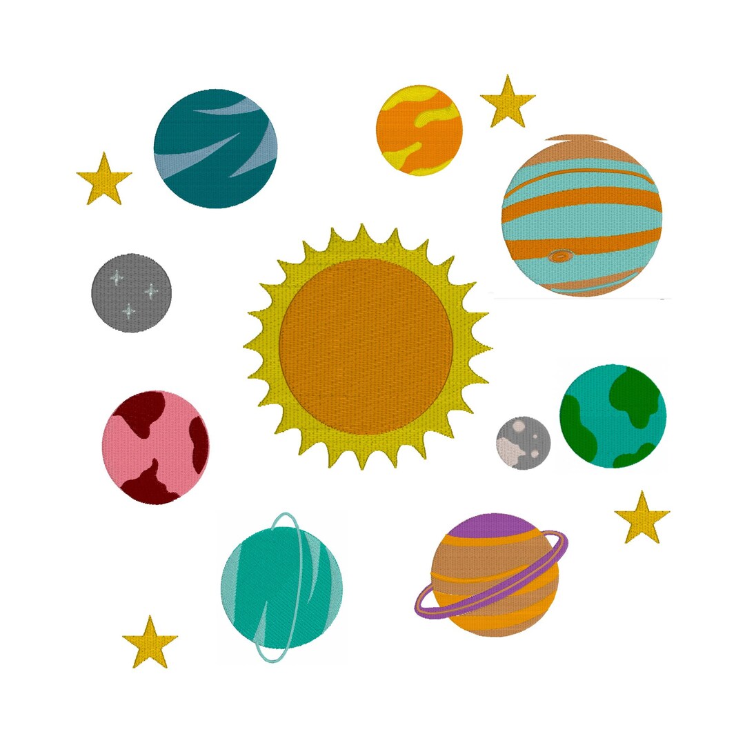 Solar System Machine Embroidery Design (PES Digital File Format) - Etsy