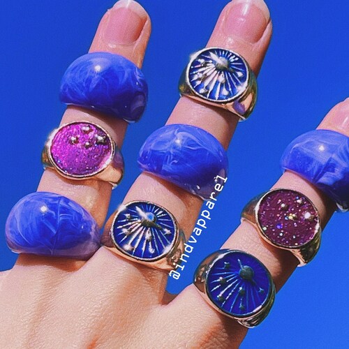 Orion Nebula Ring Purple Galaxy Ring Space Adjustable Ring - Etsy