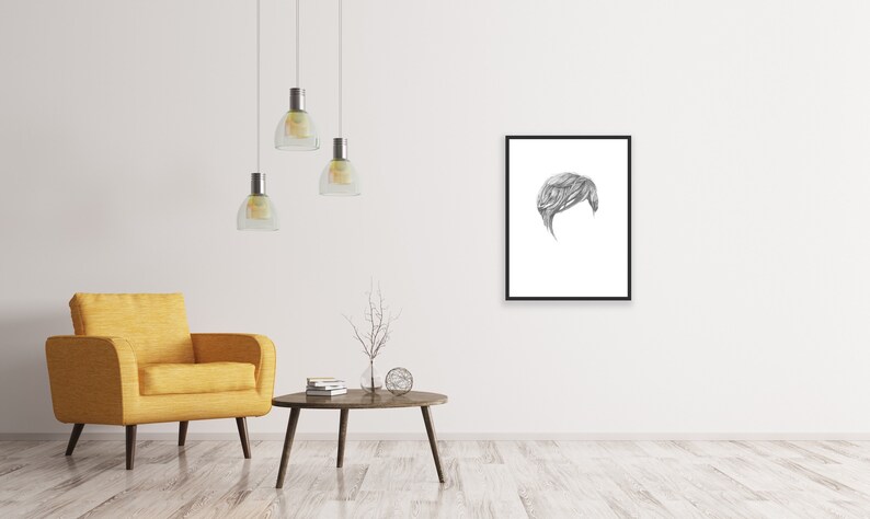 Pixie Haircut, Woman Hair Drawing, Wall Art, Hair Art, Hair Poster ...