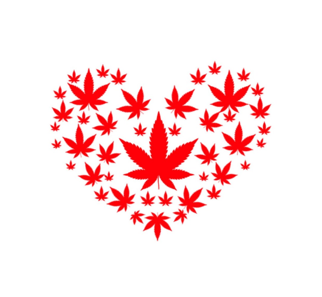 Cannabis Leaf Heart Decal | Car Window, Laptop Vinyl - Etsy