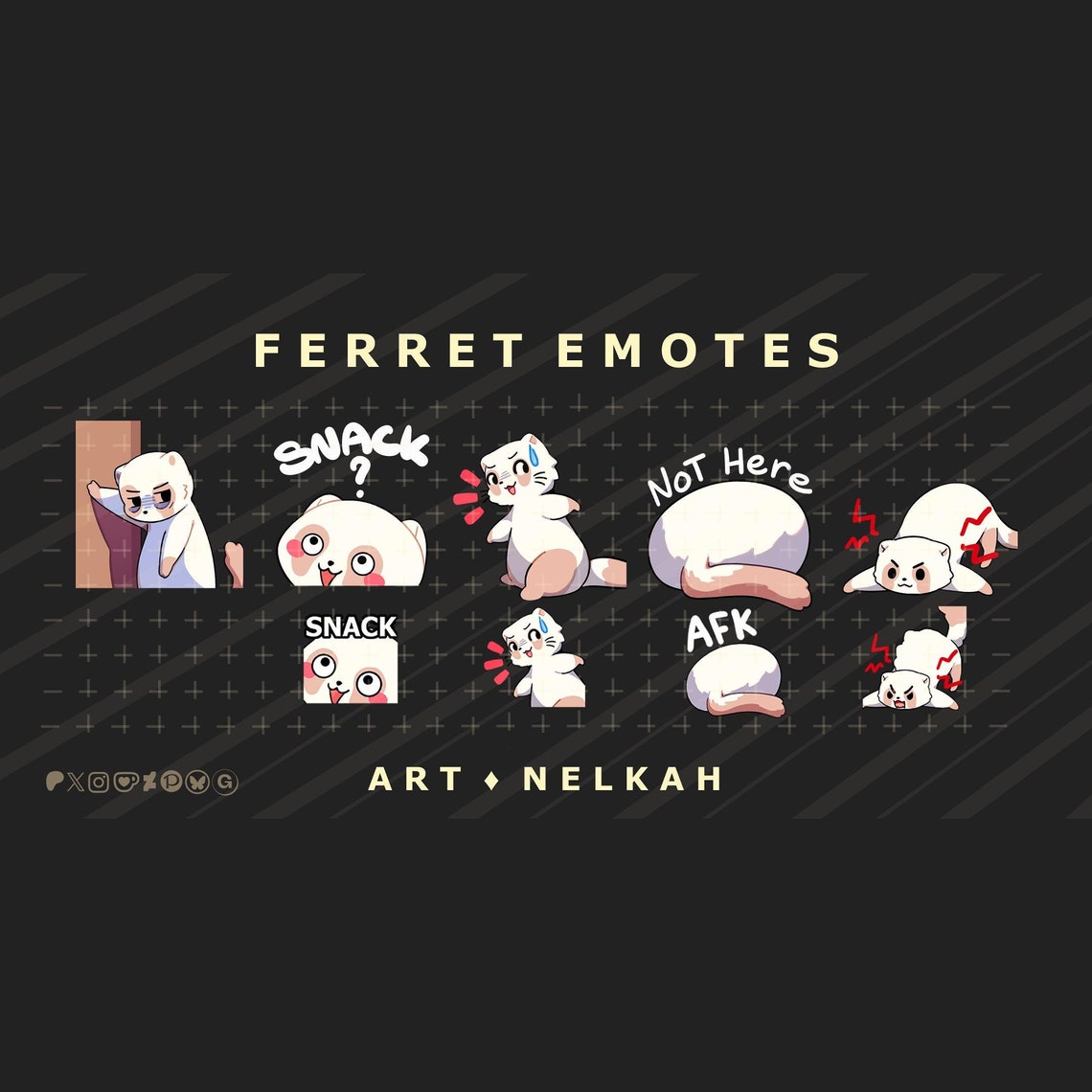 CHIBI FERRET EMOTES X9 | Discord | Twitch | Youtube | Streaming - Pack ...