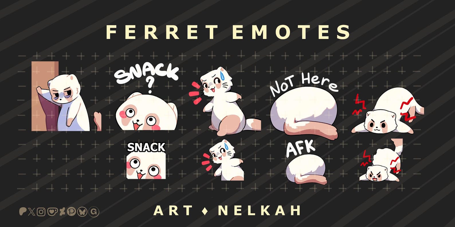CHIBI FERRET EMOTES X9 | Discord | Twitch | Youtube | Streaming - Pack ...