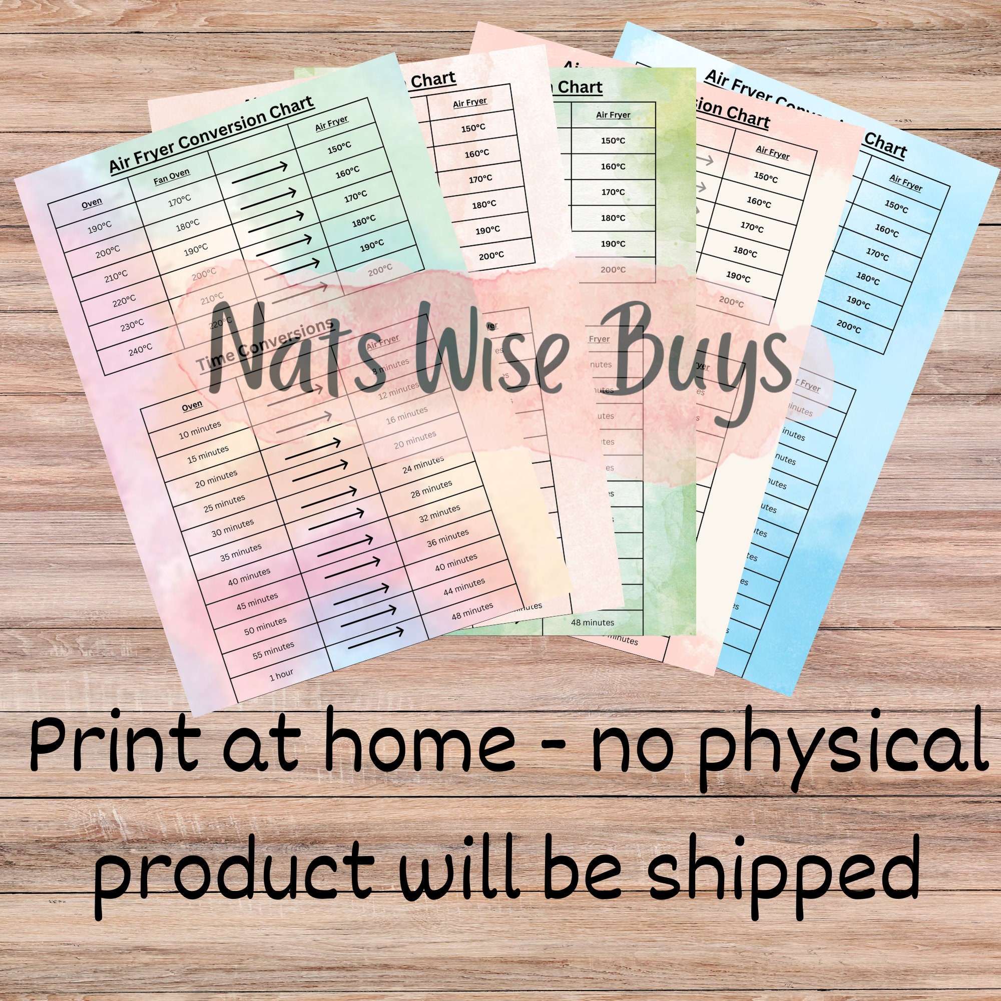 Air Fryer (UK Celsius) Printable Conversion Chart - Time & Temperature ...