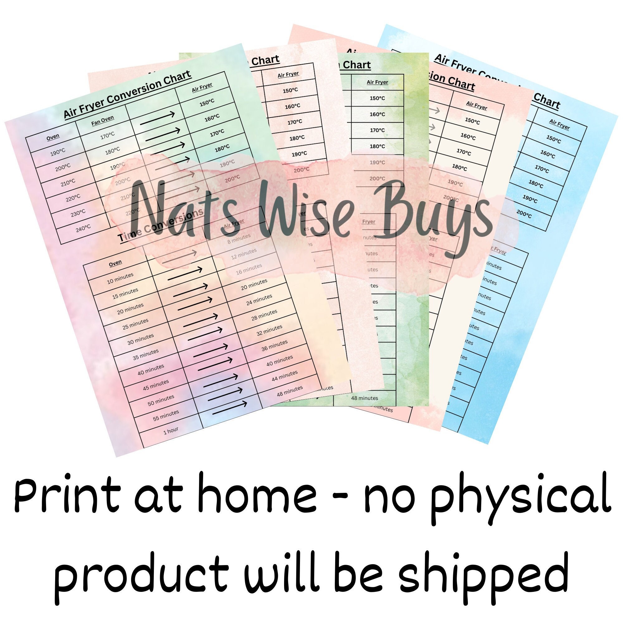 Air Fryer (UK Celsius) Printable Conversion Chart - Time & Temperature ...