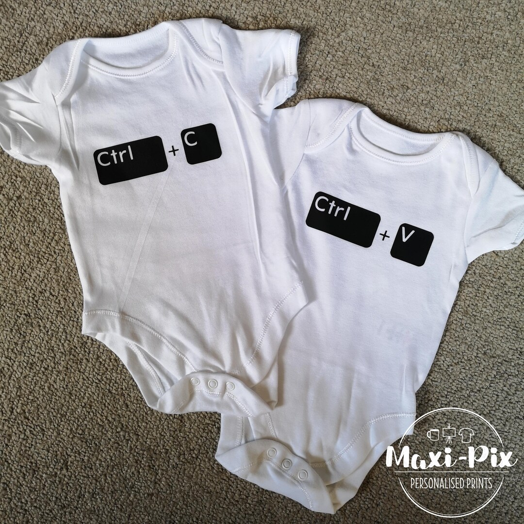 Copy & Paste Baby Grow, Twins, New Twins Vest, Heat Vinyl Print, 0-3, 3 ...