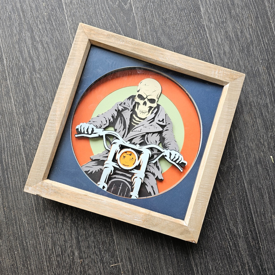 Father's Day Skeleton Biker Design Framed Shadow Print Gift Christmas ...