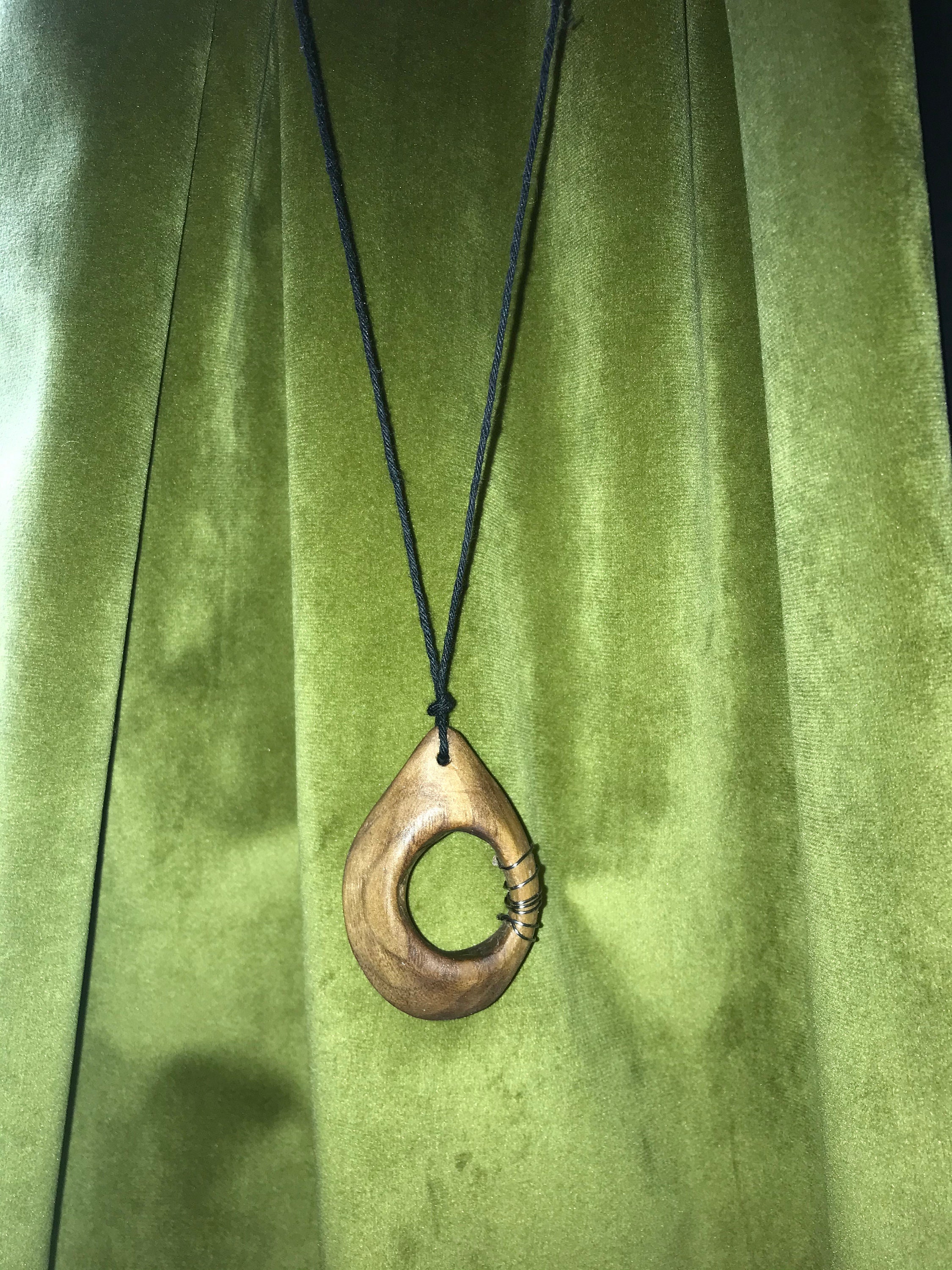 Hand Carved Wooden Pendant - Etsy
