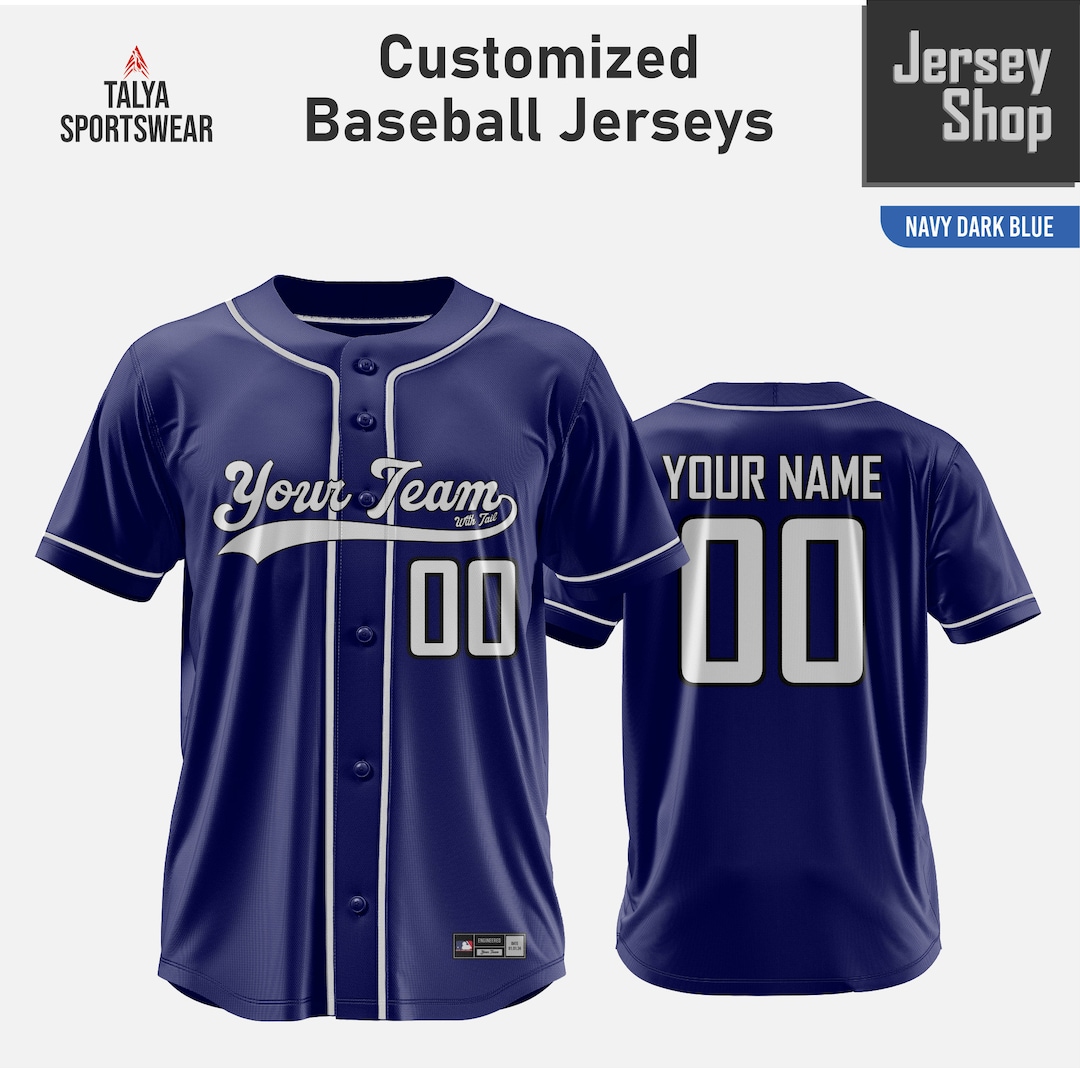 Navy Dark Blue Color Custom Baseball Jersey Number and - Etsy