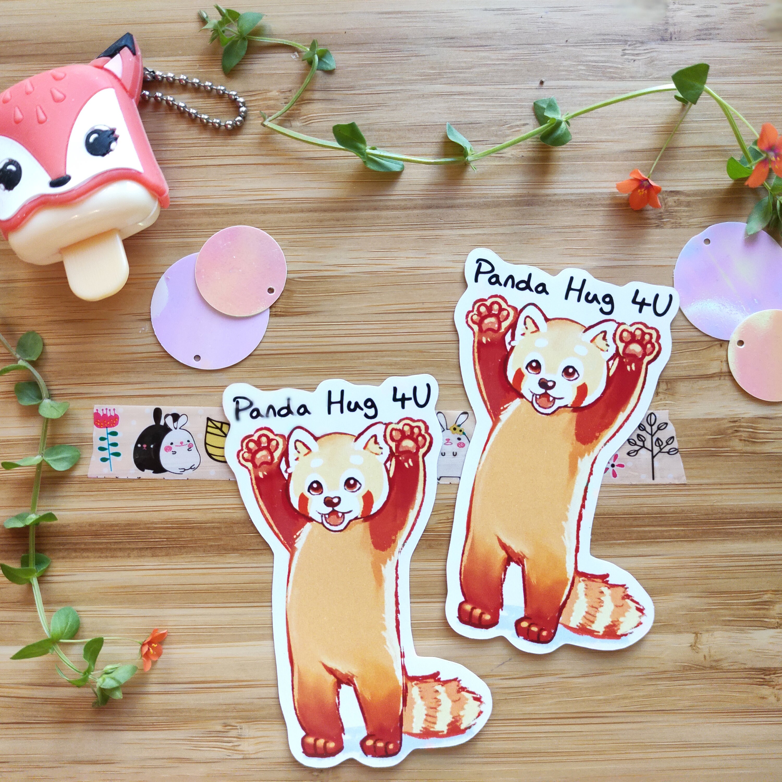 Red Panda Sticker / Cute Sticker Shinny Sticker Hug Red - Etsy