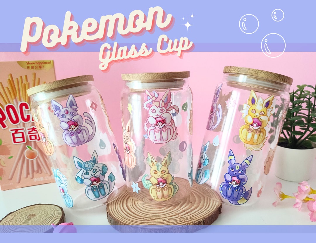 PKMON EEVEELUTIONS Glass Cup // Kawaii Anime Drinking Glass/ Iced ...