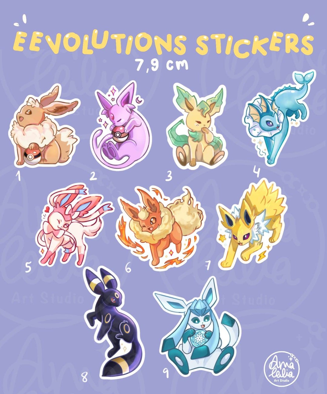 PKMN Eeveelutions Stickers // Kawaii Anime Sticker - Etsy